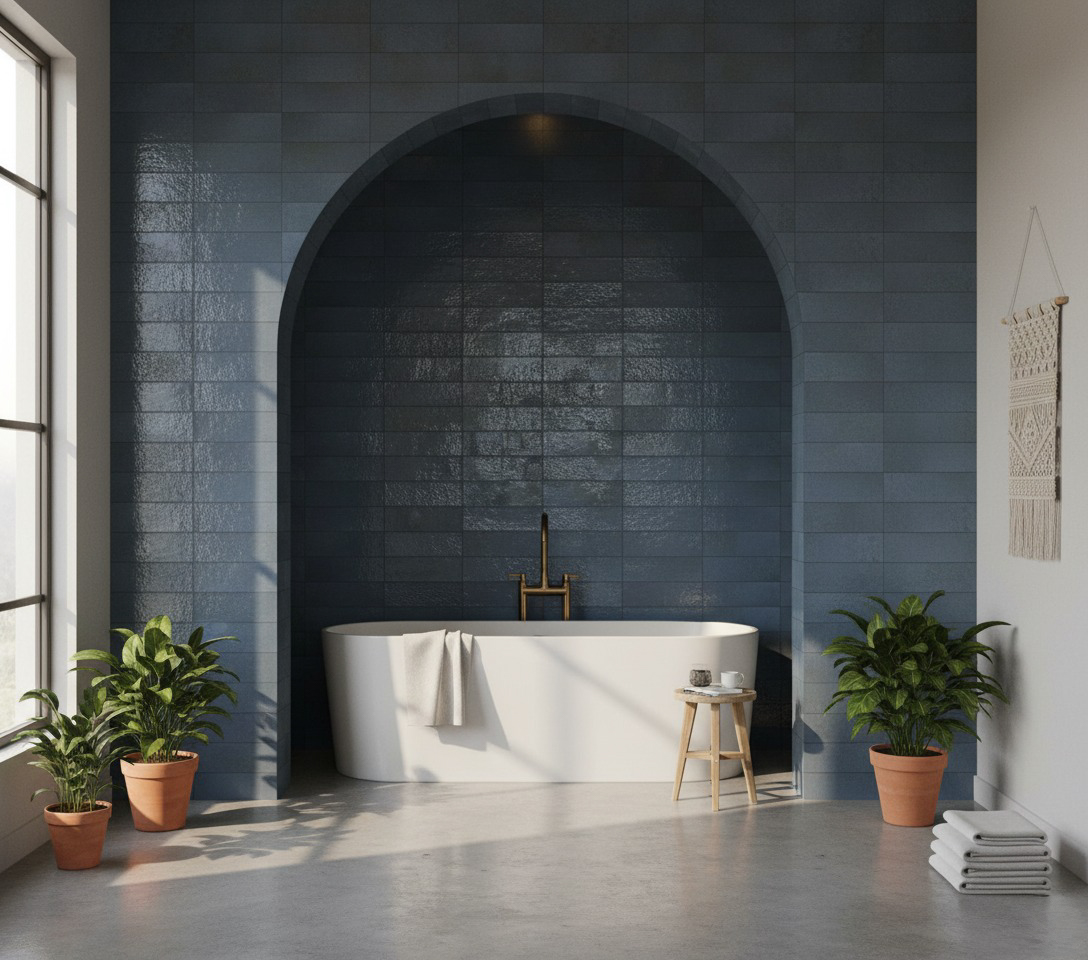 Polished Blue Subway Tiles | Get A $1 Tile Sample Now