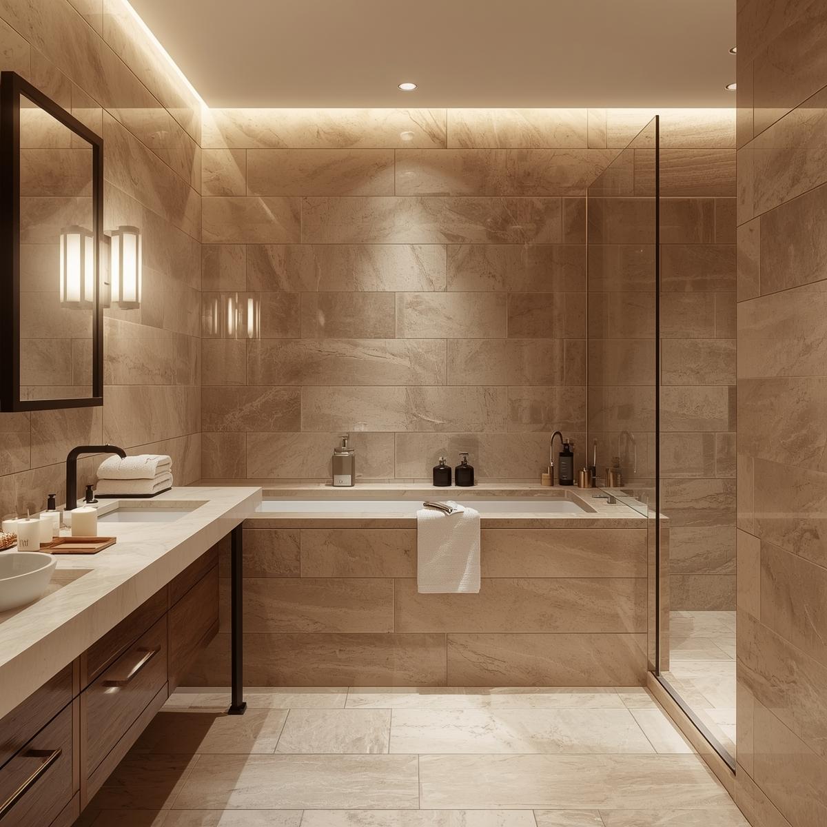 Beige Subway Tiles Bathroom | Try Our $1 Sample Today