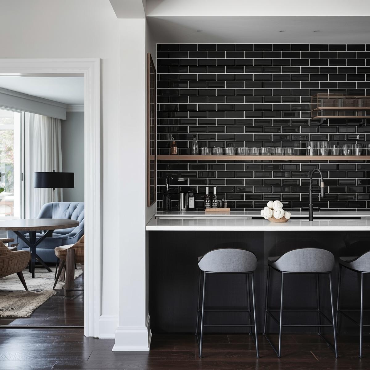 Black Subway Tile Kitchen Backsplash | Try Our $1 Sample