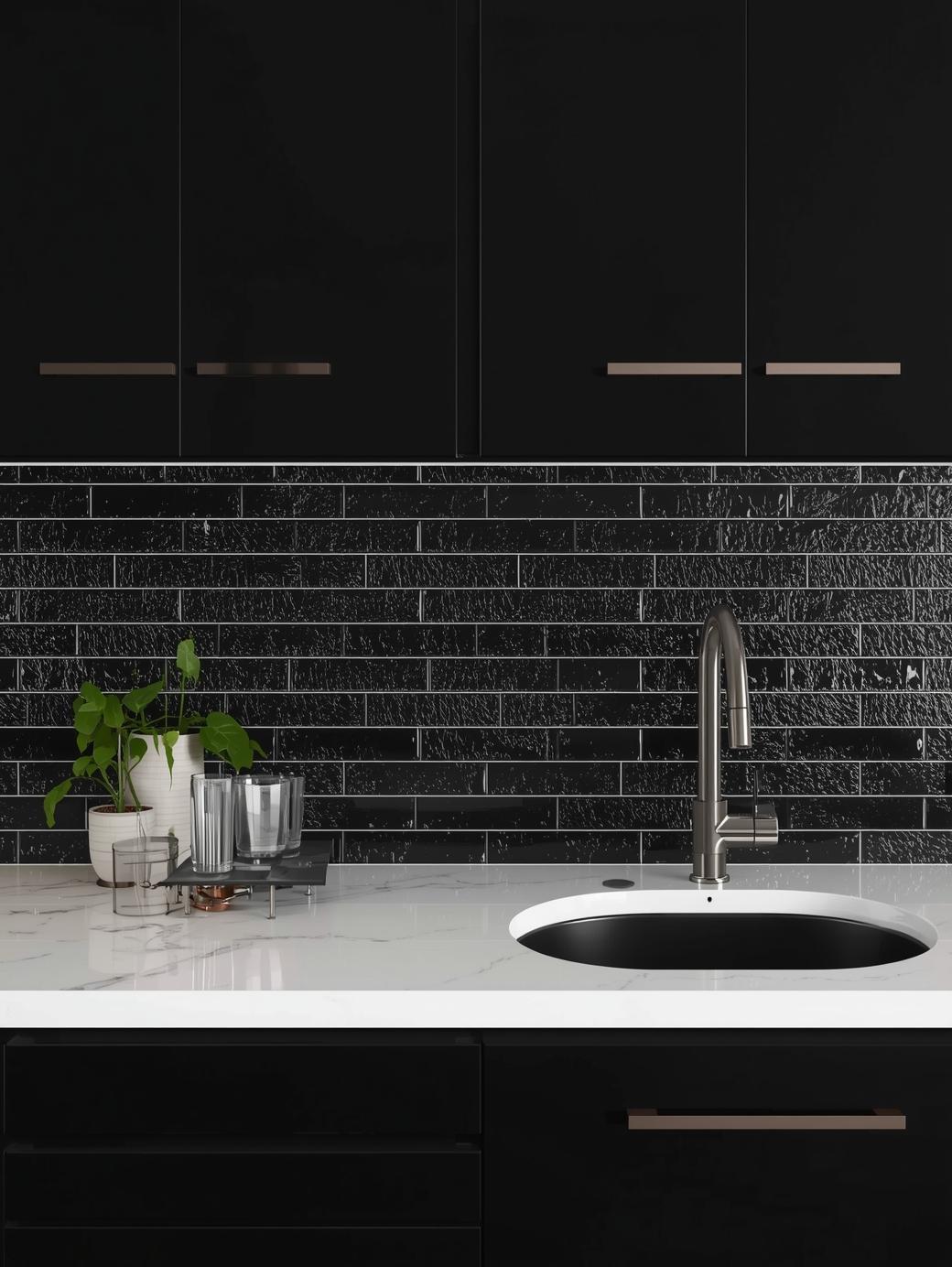 Black Subway Tile Backsplash | Get A $1 Tile Sample