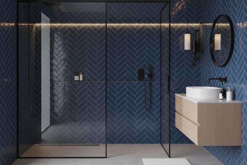 Polished Blue Subway Tiles | Get A $1 Tile Sample Now