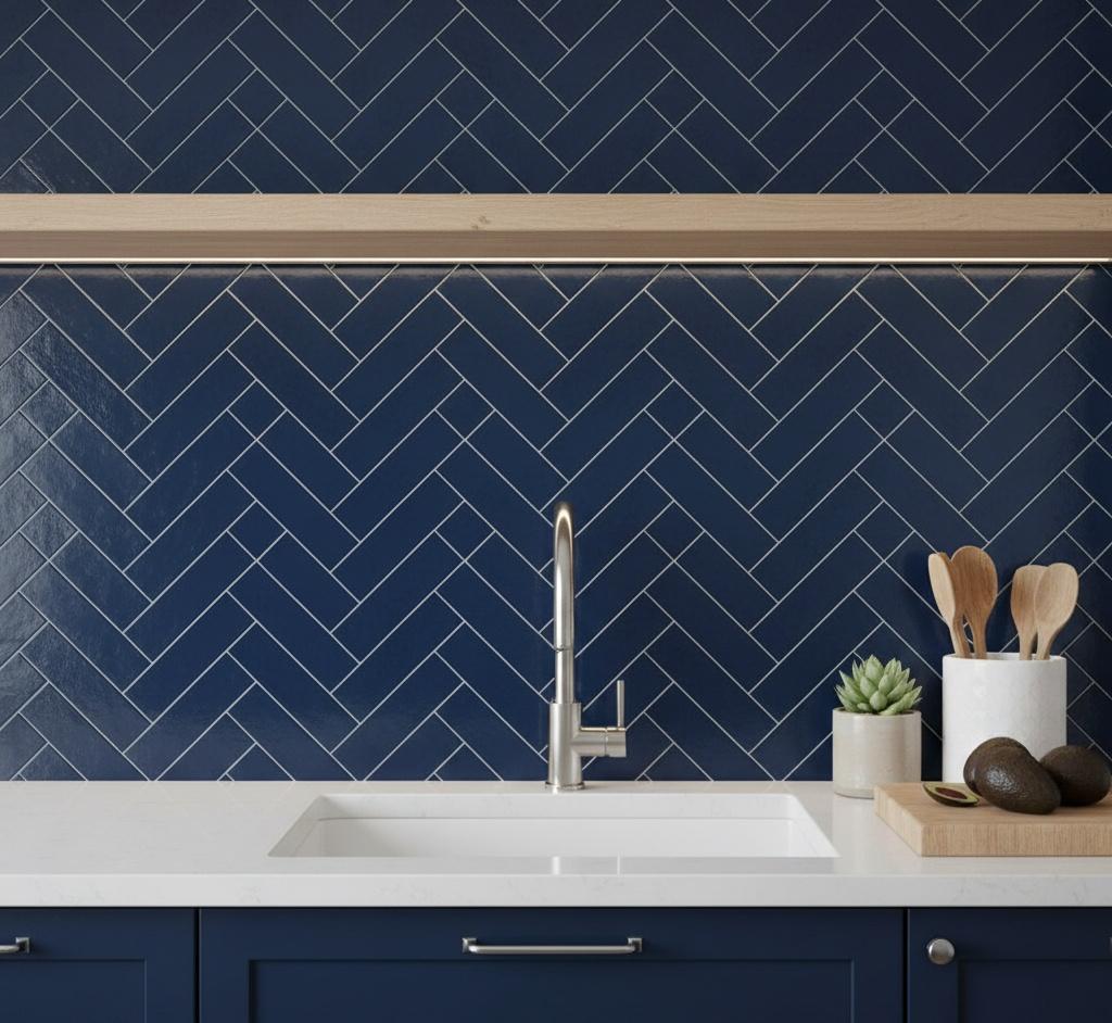 Navy Subway Tile Kitchen | Get A $1 Tile Sample Today