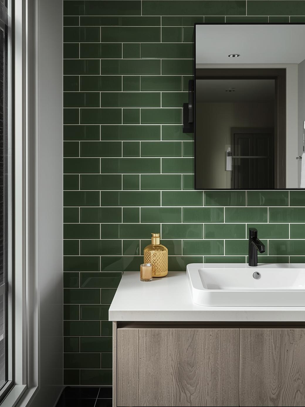 Dark Green Subway Tile Backsplash | Get A $1 Sample