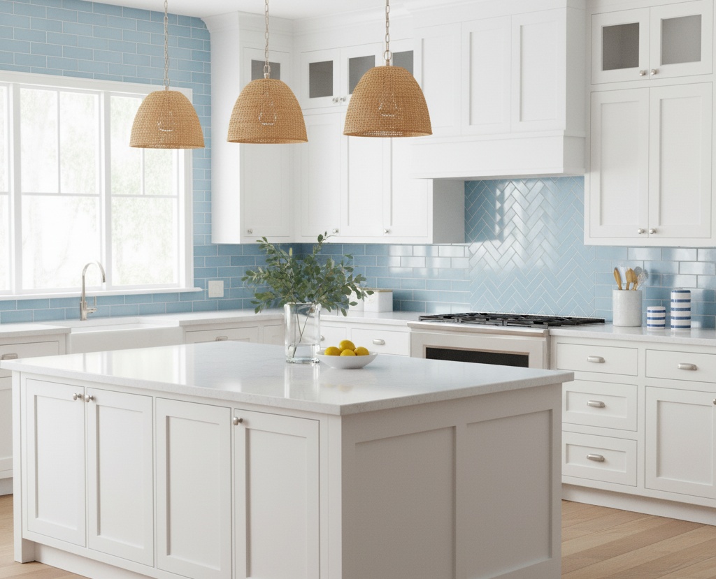 Light Blue Subway Tile Kitchen | Try Our $1 Sample