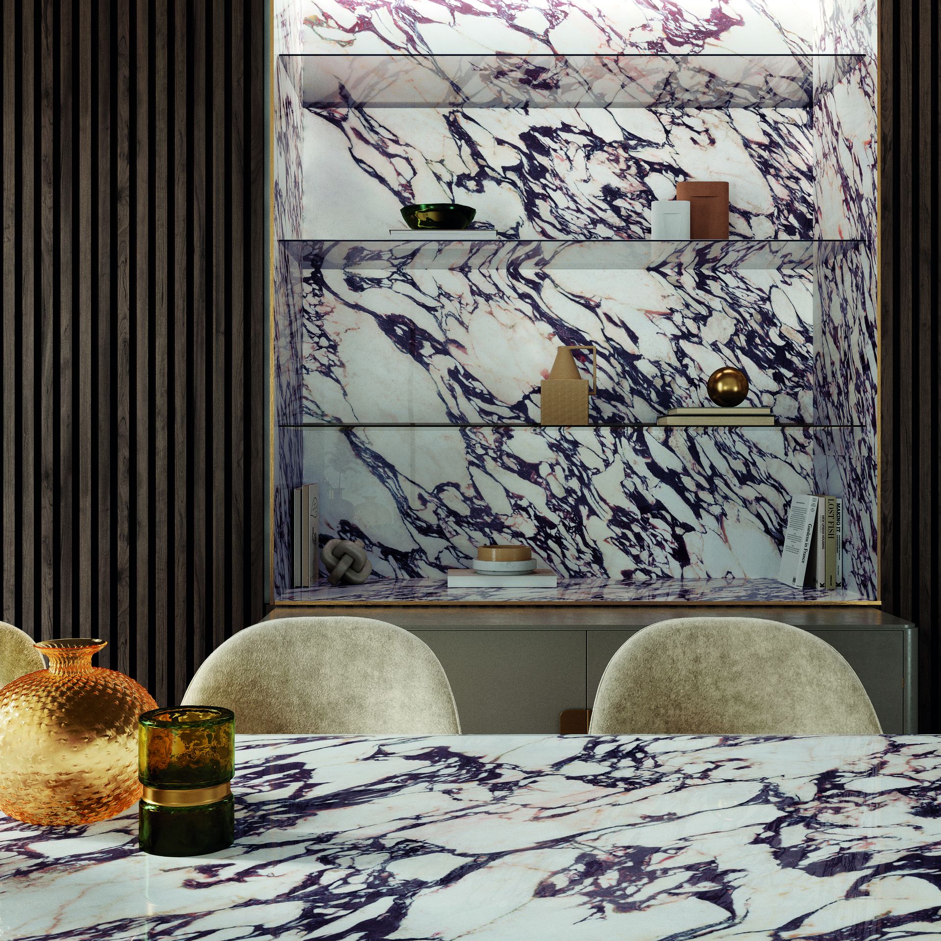 Calacatta Viola Porcelain Slabs | Marble Look Countertops
