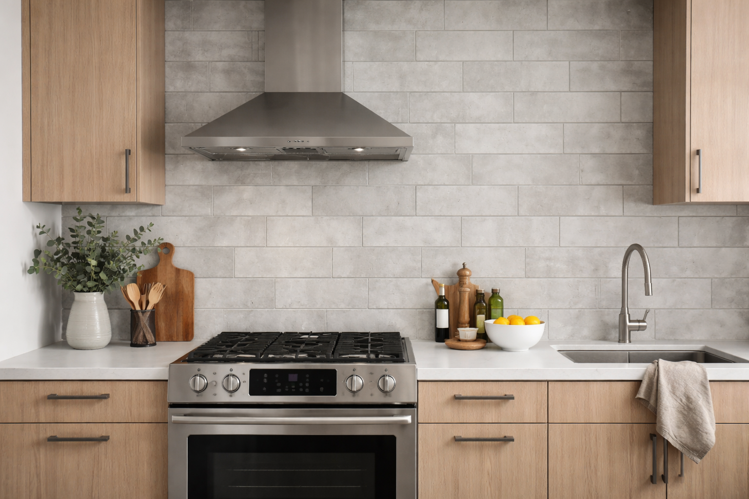 Cement Look Subway Tile Kitchen Backsplash | Get A $1 Sample
