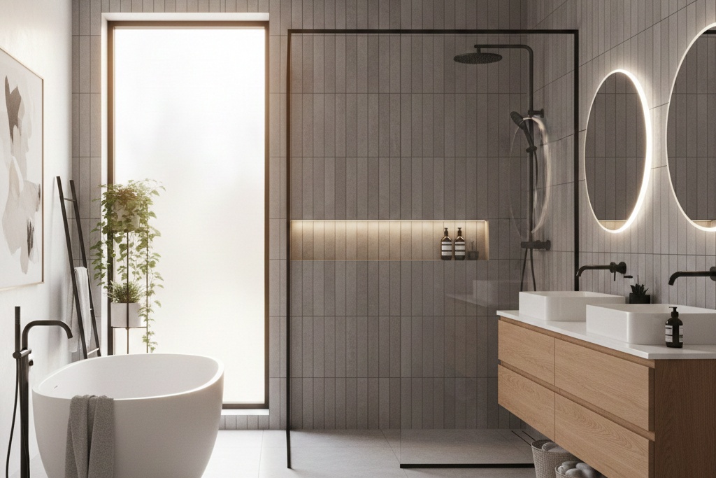 Concrete Look Subway Tiles For Showers | Try Our $1 Sample