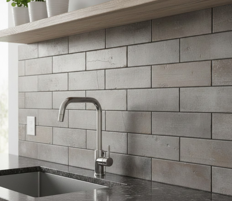 Concrete Look Subway Tile Backsplash | Get A $1 Sample