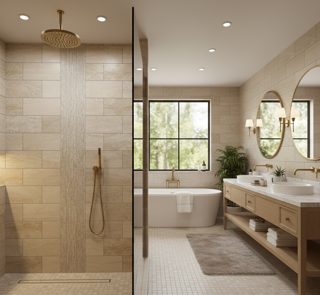 Limestone Look Subway Tiles For Showers | Try Our $1 Sample