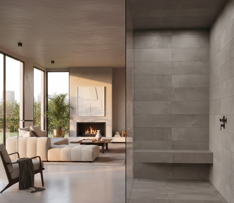 Concrete Look Subway Tiles For Wet Rooms | Get A $1 Sample