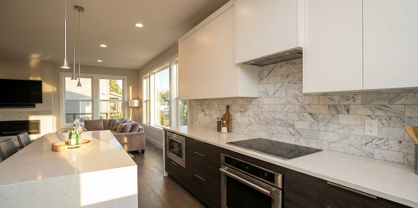 Marble Look Subway Tiles Kitchen Walls | Get A $1 Sample