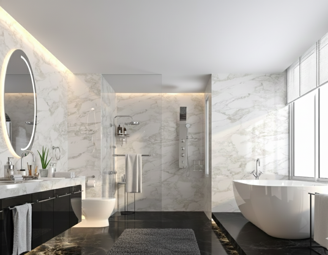 Quartz Look Subway Tiles Showers | Get A $1 Tile Sample Now