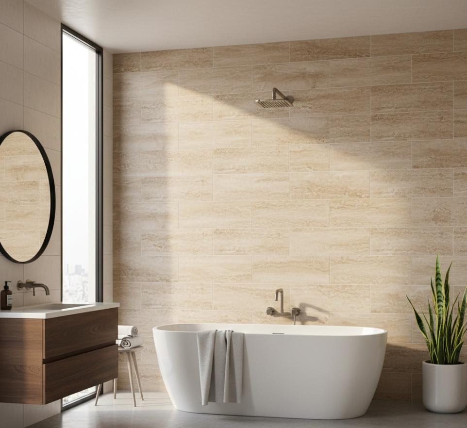 Travertine Look Subway Tiles For Accent Walls